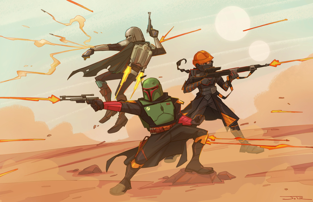 Boba Fett, Din Djarin, and Fennec Shand by Jamie Tran - Image Galleries - Boba Fett Fan Club